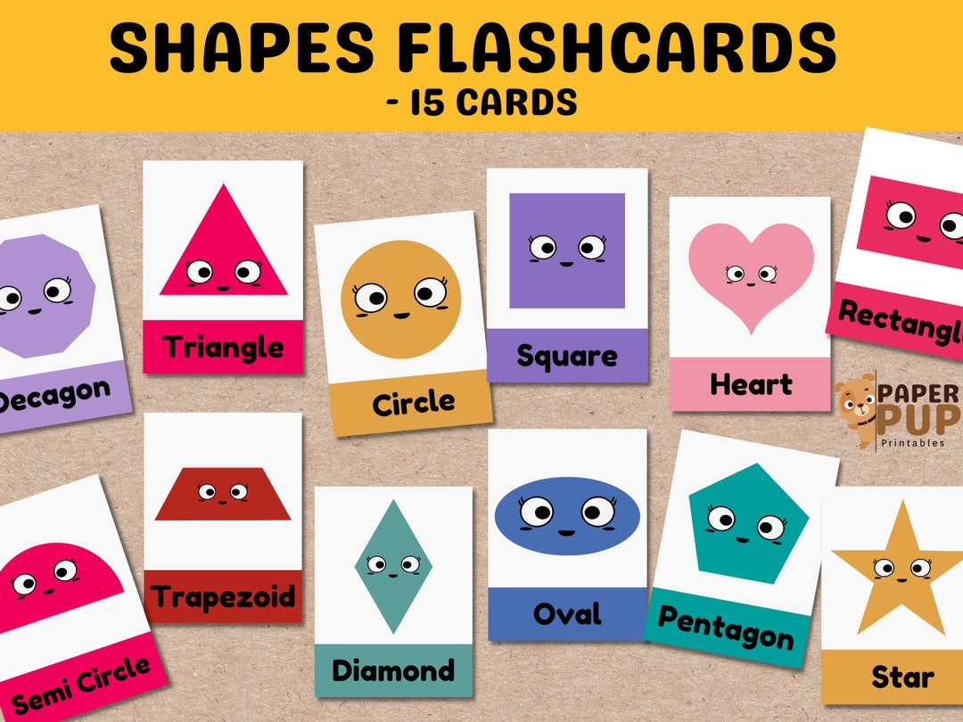 Geometric Shapes Flash Cards, Flashcards for Toddlers,printable ...
