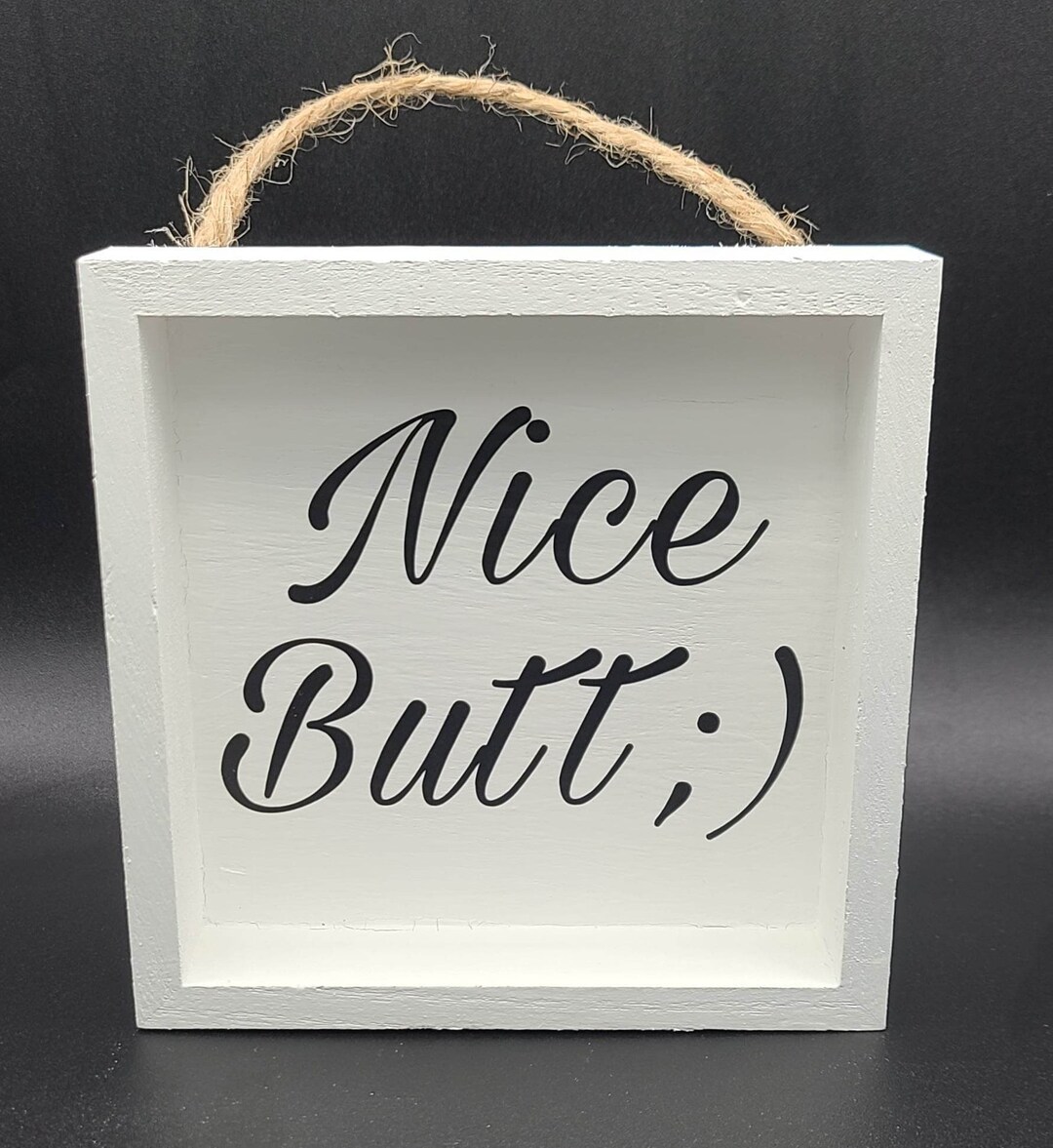 5x5, Wooden, Shadow Box, Black, White, Wall Decor, Hanging Frame, Funny ...