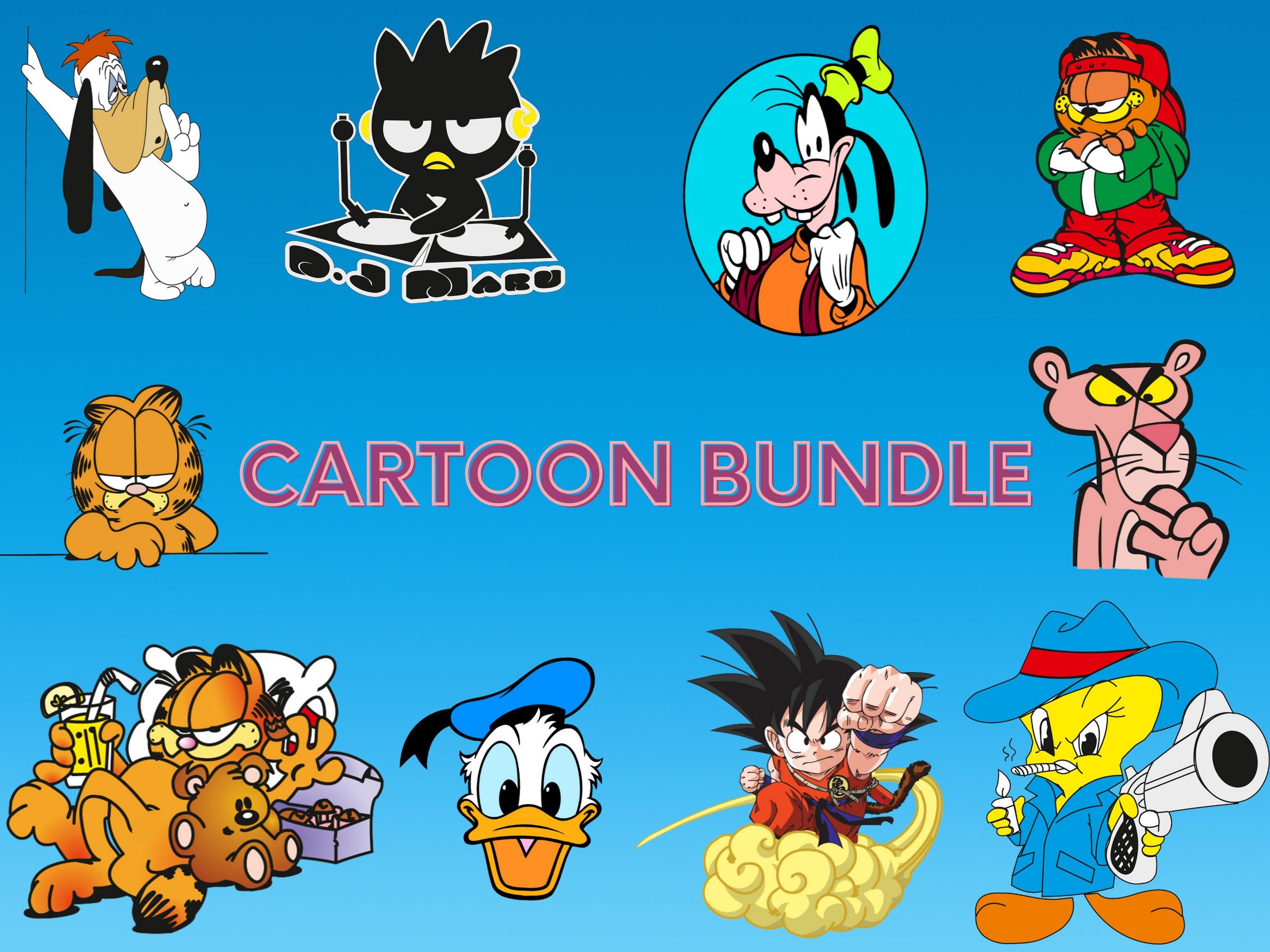 50 Cartoon Characters Bundle PNG, Cricut Printable Clipart Silhouette ...