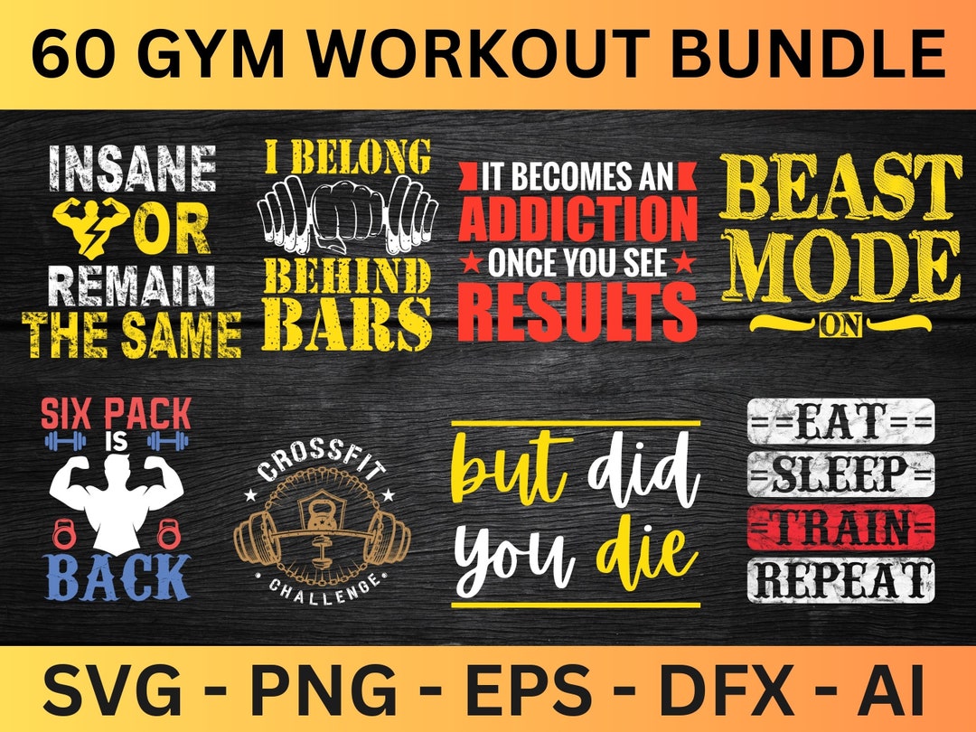 60 GYM SVG BUNDLE, Workout Svg,sport Svg, Exercise Svg, Yoga Svg ...