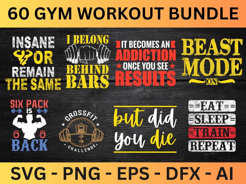 60 GYM SVG BUNDLE, Workout Svg,sport Svg, Exercise Svg, Yoga Svg ...