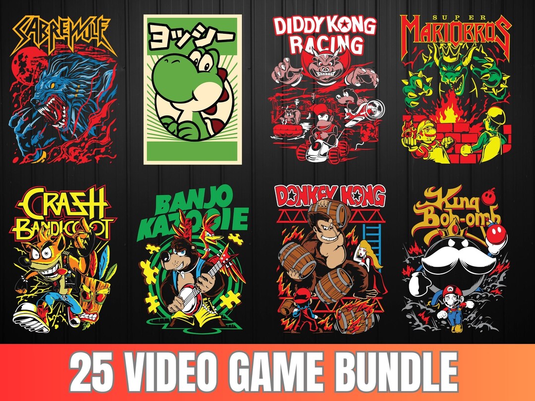 25 Video Game Bundle, Super Mario PNG EPS Files, Video Game Bundle,game ...