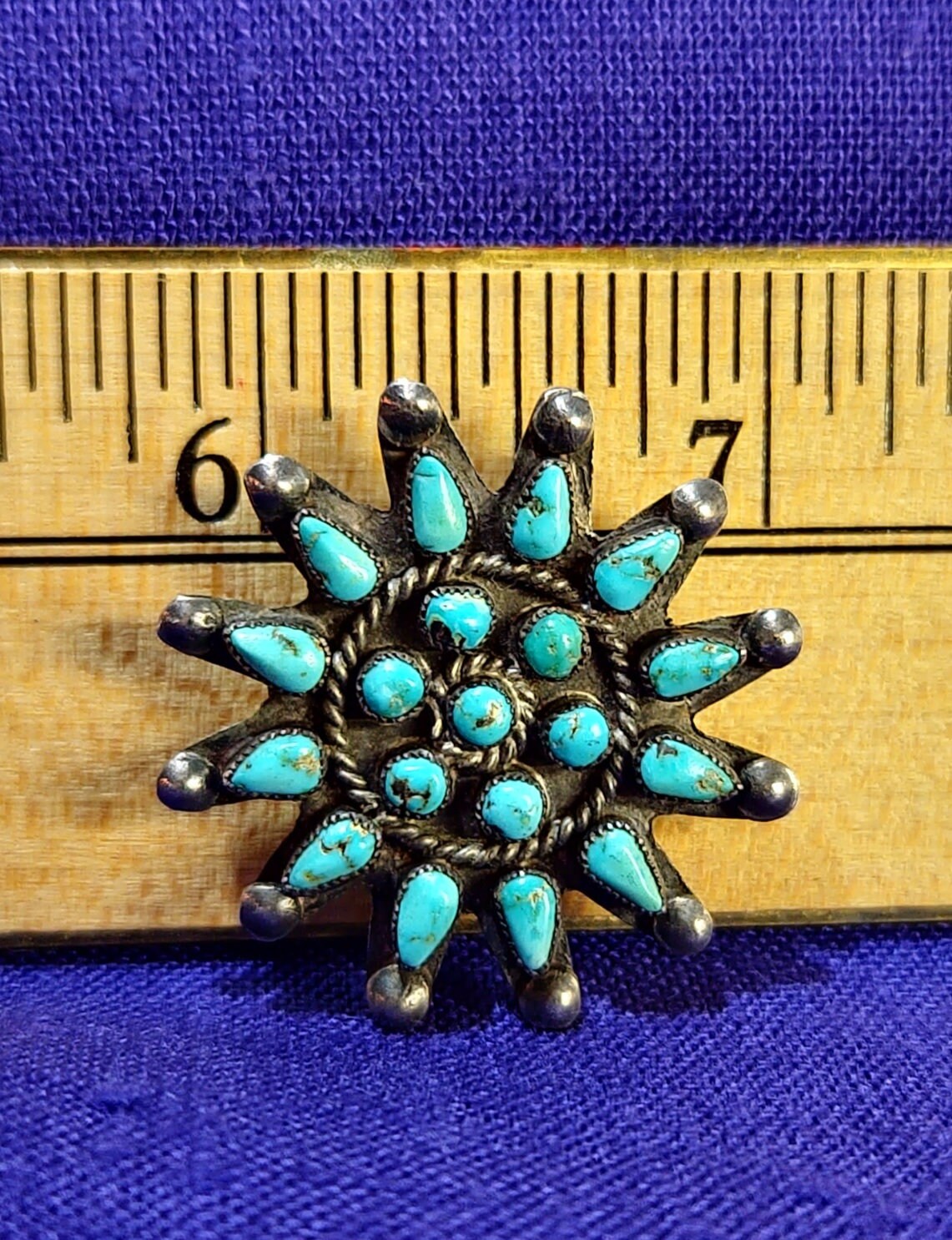 Zuni Brooch Zuni Turquoise Needlepoint Brooch Vintage Zuni Sterling ...