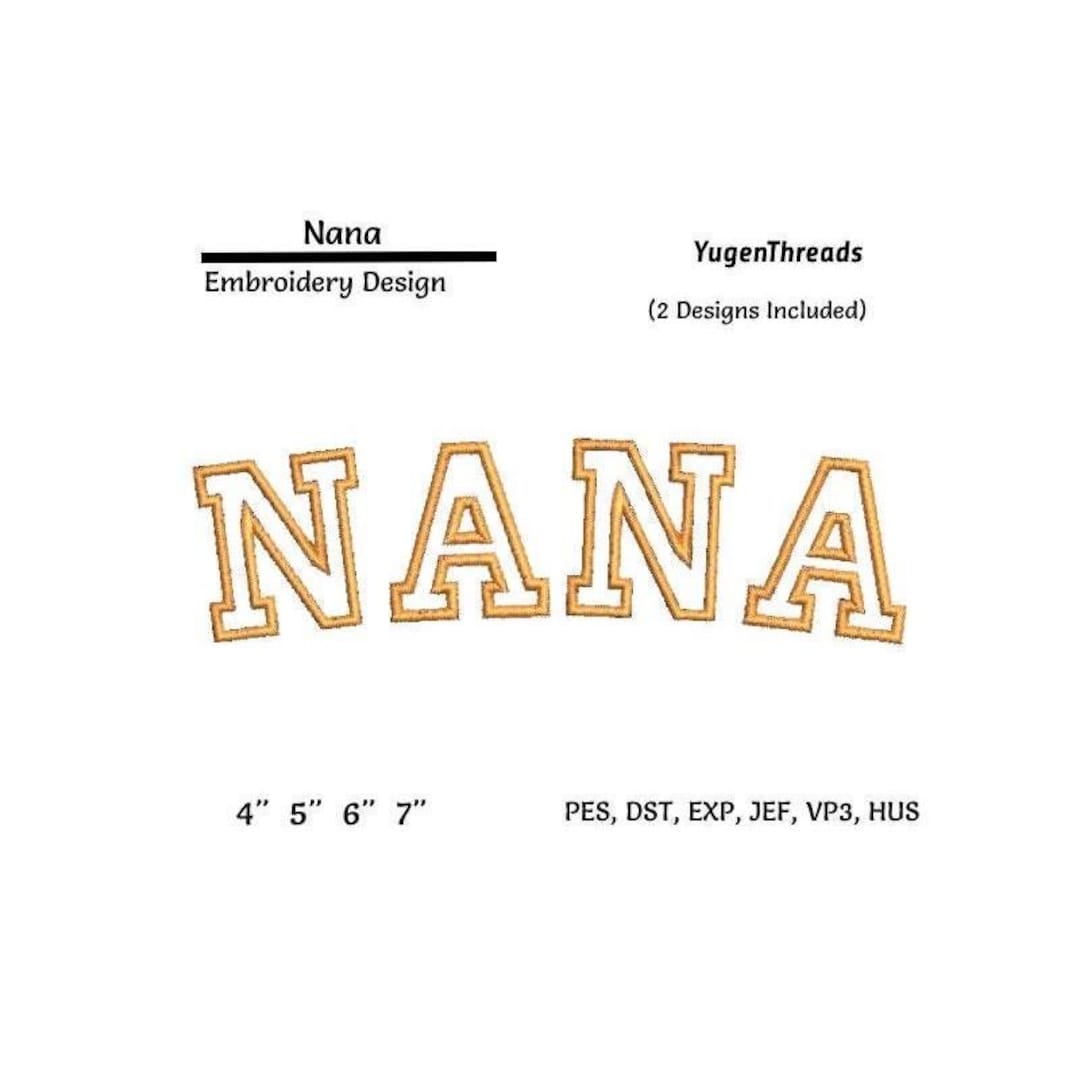 Nana Arched Embroidery Designs, Machine Embroidery Design File, Trendy ...