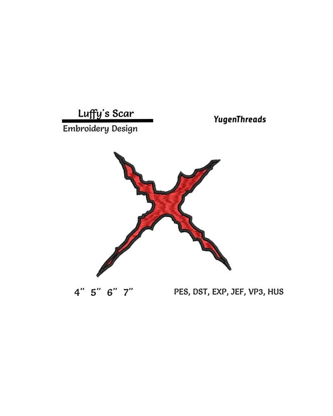 Luffy's Scar Embroidery Design, Anime Inspired (digital Download) - Etsy