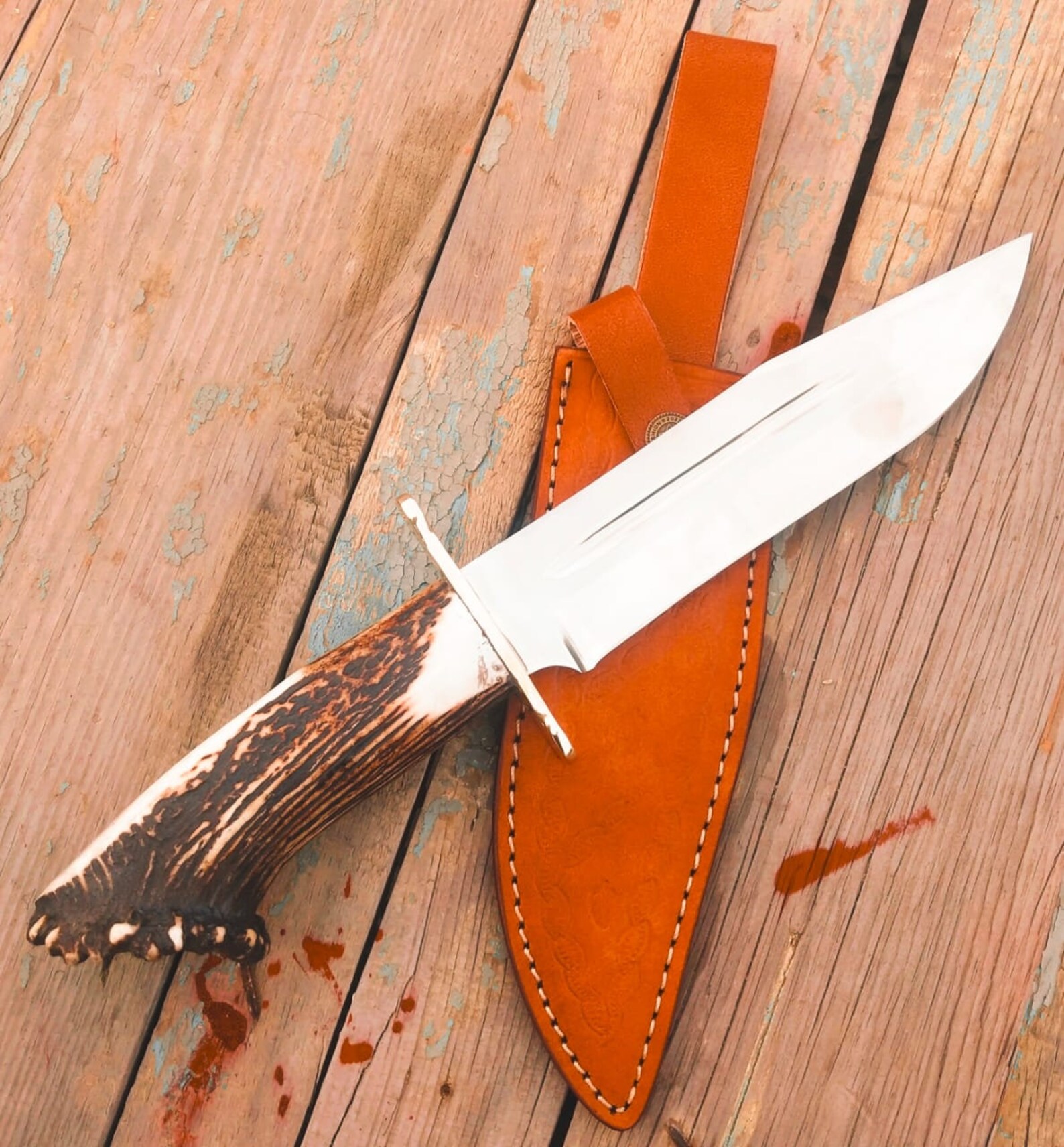 D2 Steel Hunting Stage Horn With Brass Spacer 12" Blade High Polish - Etsy