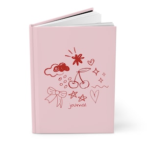 Pink Cherry Bow Journal, Cherry Doodles, Coquette Aesthetic Journal ...