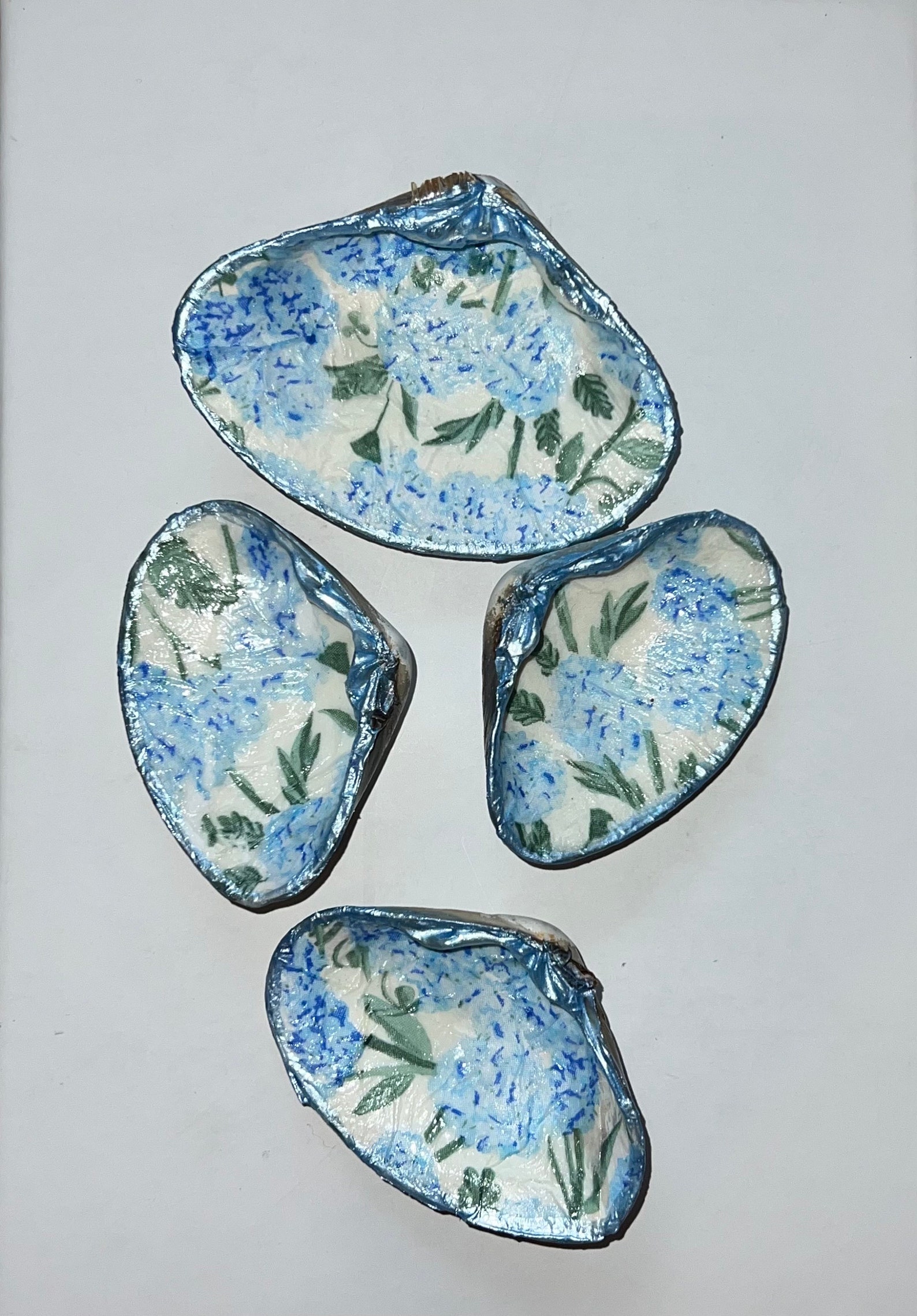 Blue Hydrangea Shell Trinket Dish: Handmade Beach Decor | Coastal Shell ...