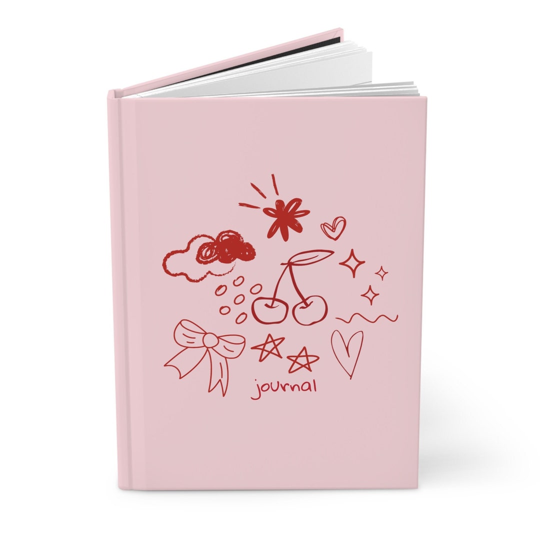 Pink Cherry Bow Journal, Cherry Doodles, Coquette Aesthetic Journal ...