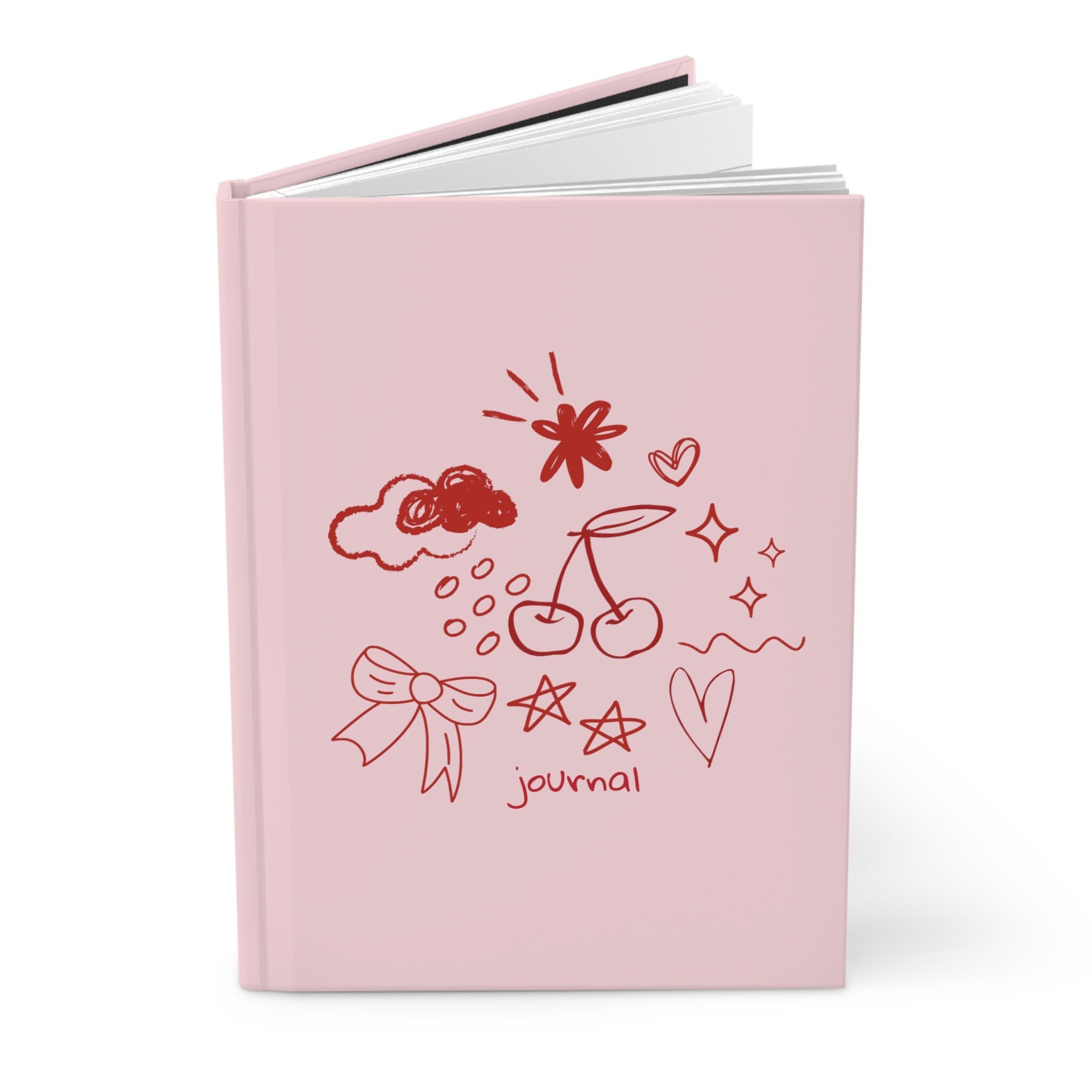 Pink Cherry Bow Journal, Cherry Doodles, Coquette Aesthetic Journal ...