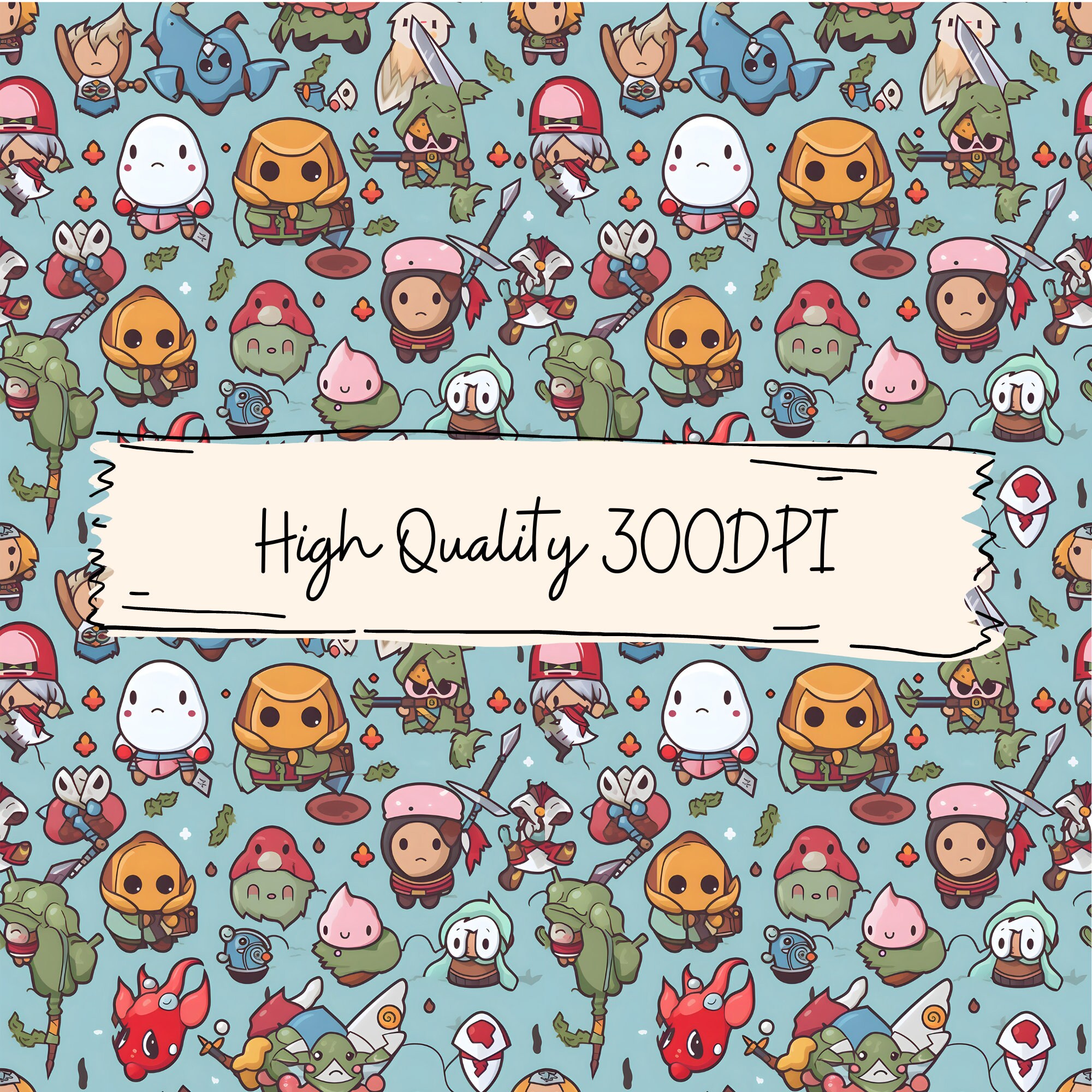Fantasy Characters Pattern Digital Paper, Seamless Pattern, Junk ...