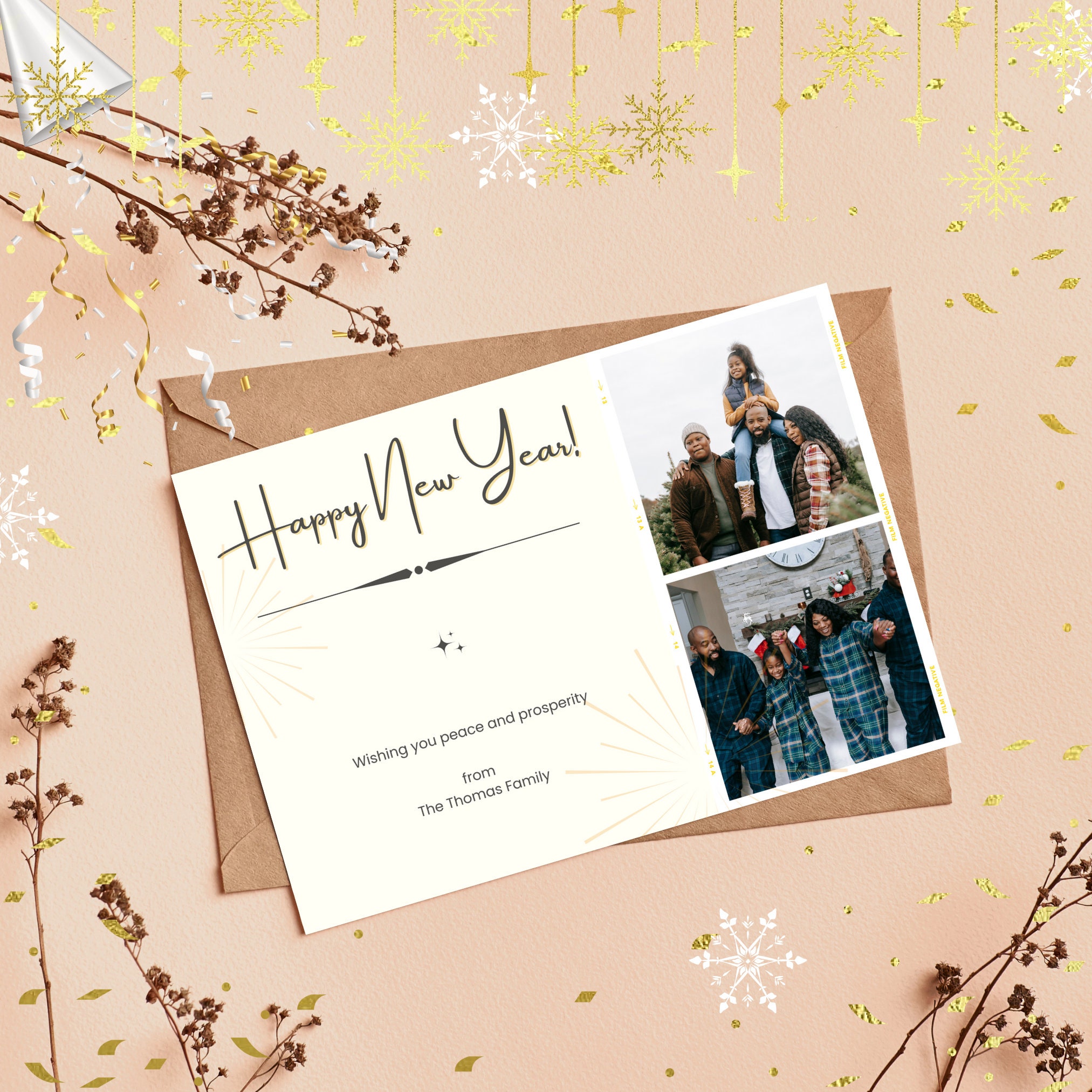 Editable Happy New Year Card Editable Template With Family Photos New