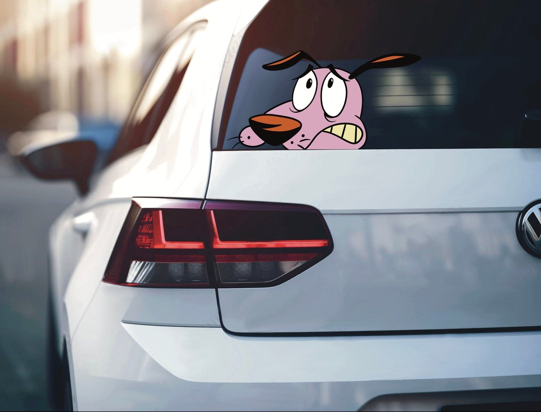Courage the Cowardly Dog Peeker Sticker: Car Window Vinyl Decal - Etsy