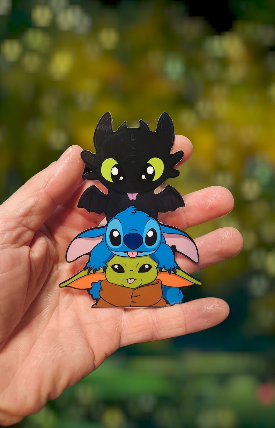 Adorable Trio Peeker Peeking Vinyl Sicker Stitch Peekaboo Black Dragon ...