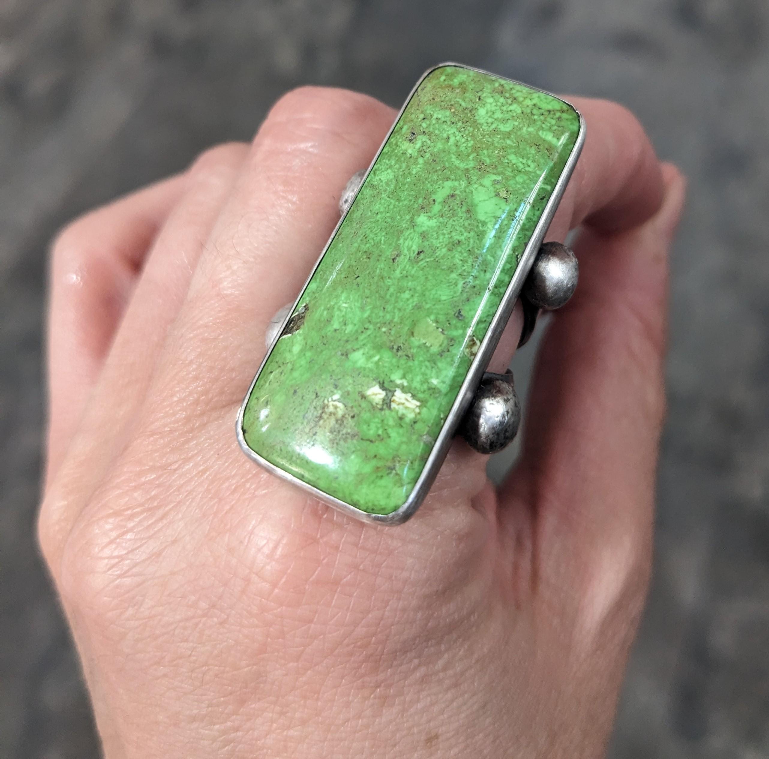 Large Gaspeite Stone Silver Ring Women's Size 6.25 Made in USA - Etsy
