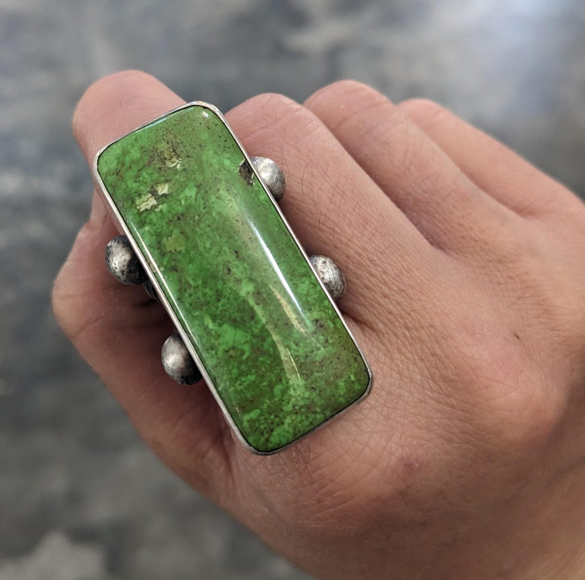 Large Gaspeite Stone Silver Ring Women's Size 6.25 Made in USA - Etsy