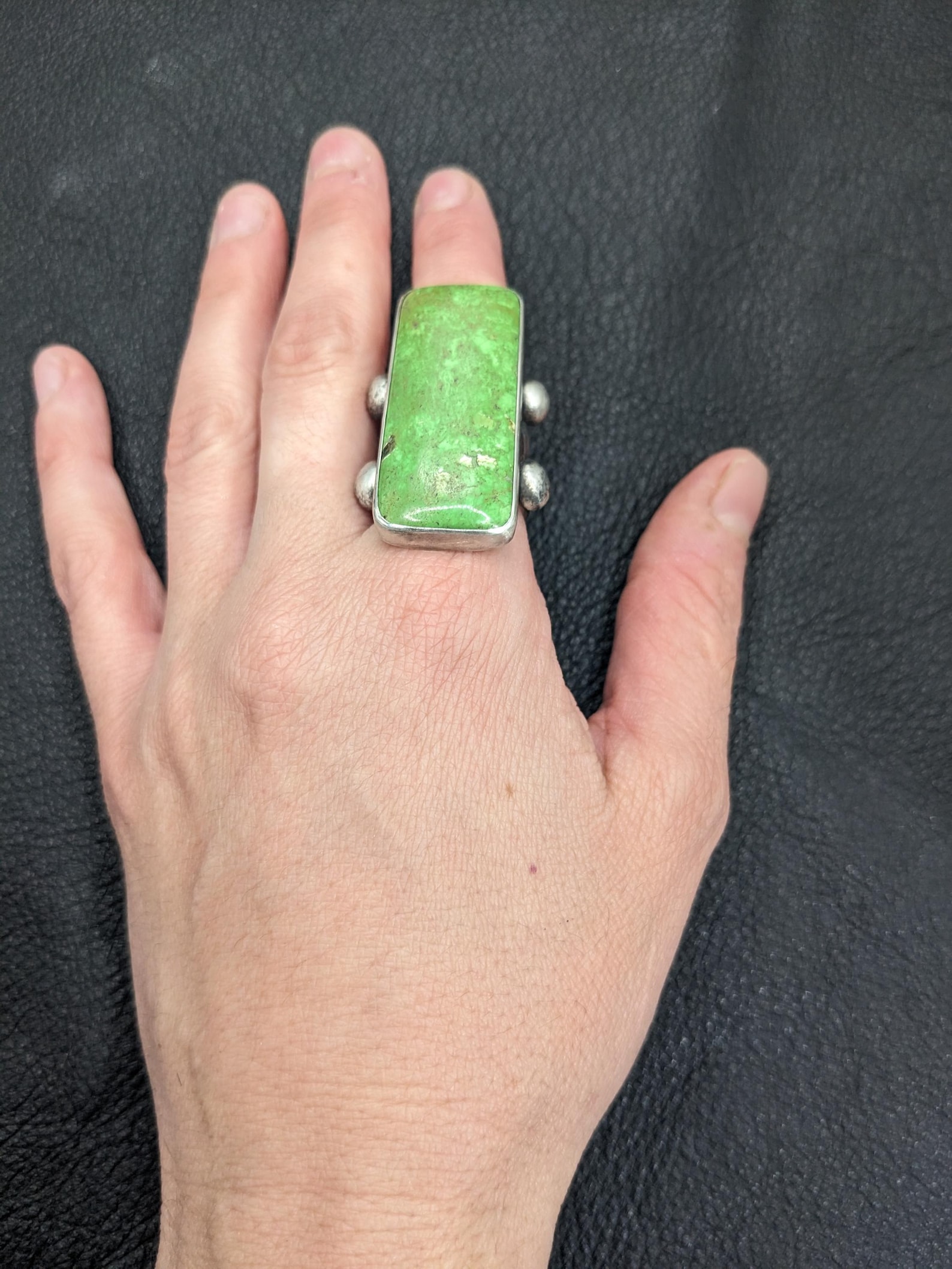 Large Gaspeite Stone Silver Ring Women's Size 6.25 Made in USA - Etsy