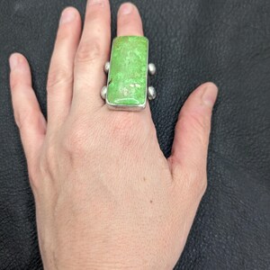 Large Gaspeite Stone Silver Ring Women's Size 6.25 Made in USA - Etsy