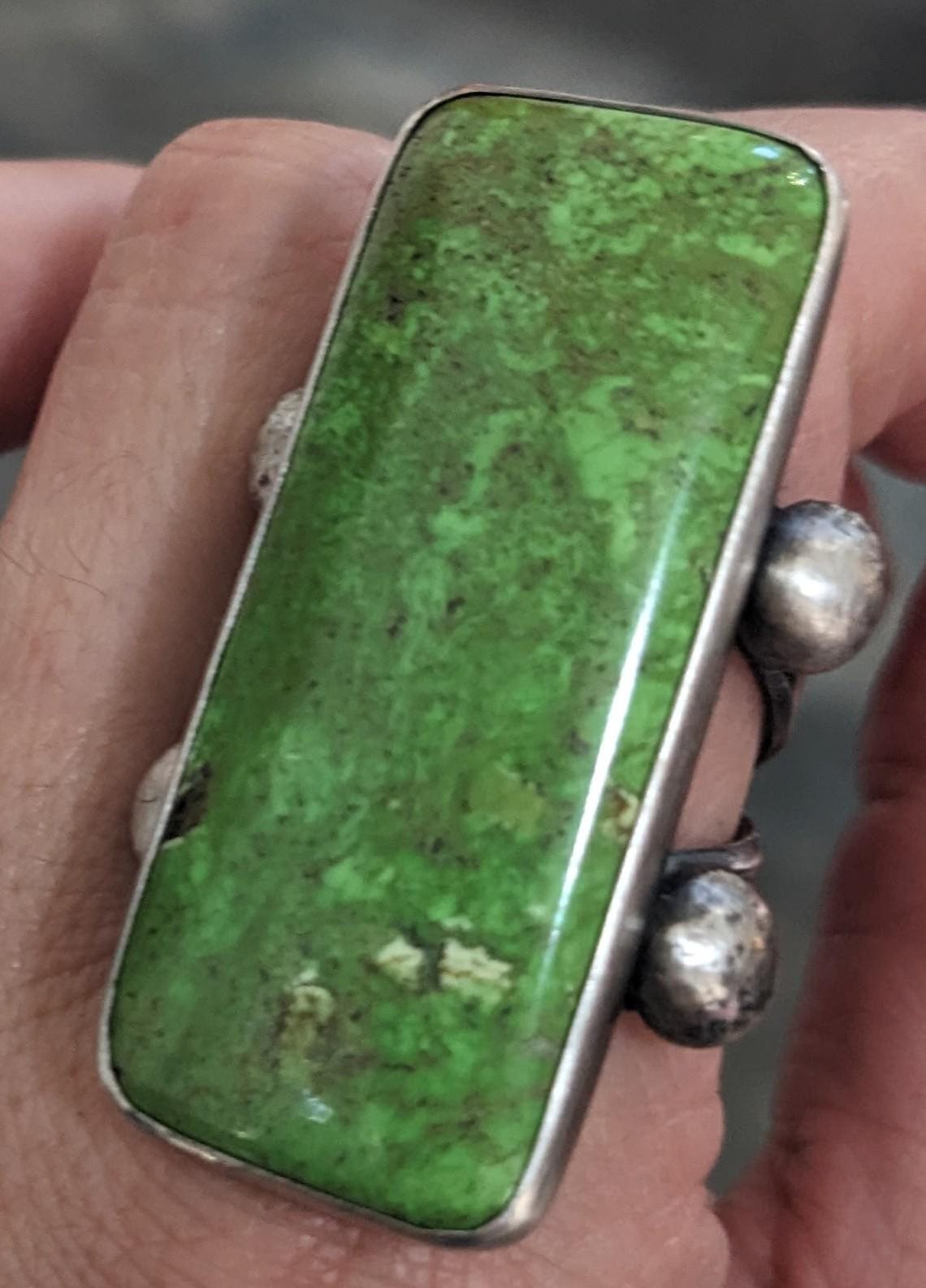 Large Gaspeite Stone Silver Ring Women's Size 6.25 Made in USA - Etsy