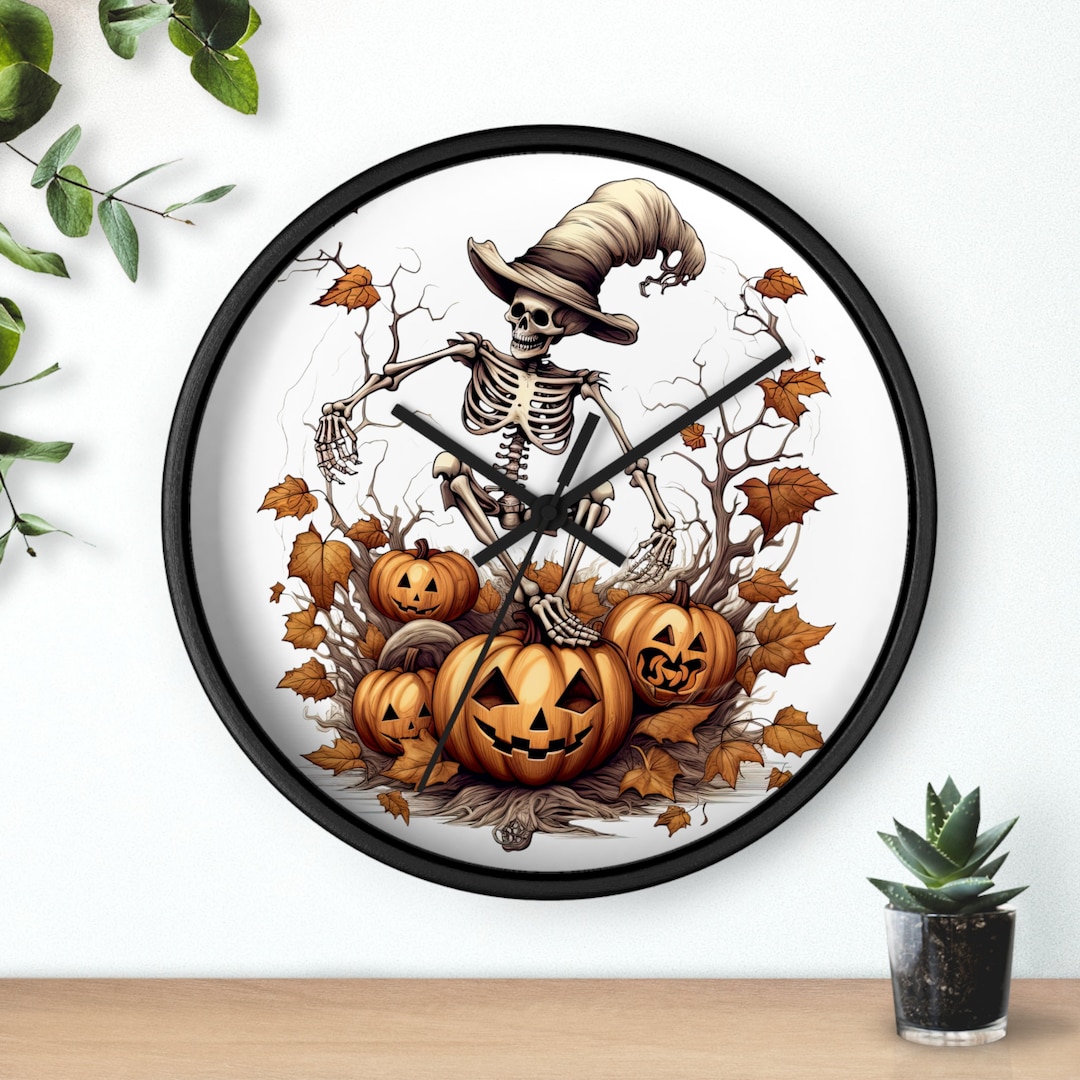 Halloween Skeleton Wall Clock, Halloween Decor, Fall Decor, Halloween ...