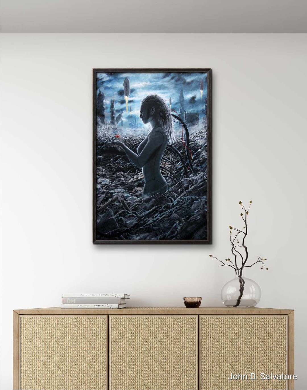 Cyberpunk Android Artwork Print | Apocalyptic Sci-fi Landscape | Robot ...