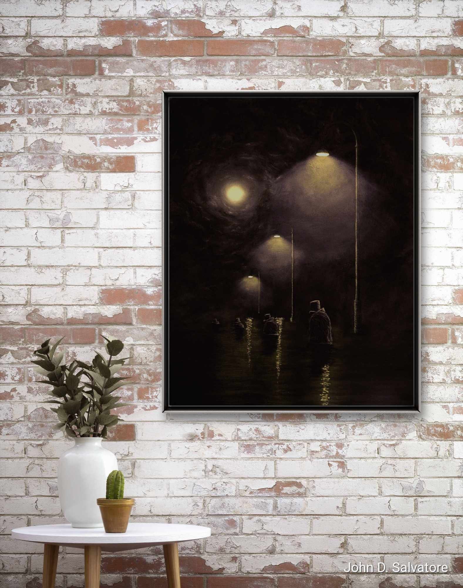 Night Surrealism Moon Oil Painting | Top Hat Gentlemen Art (digital ...