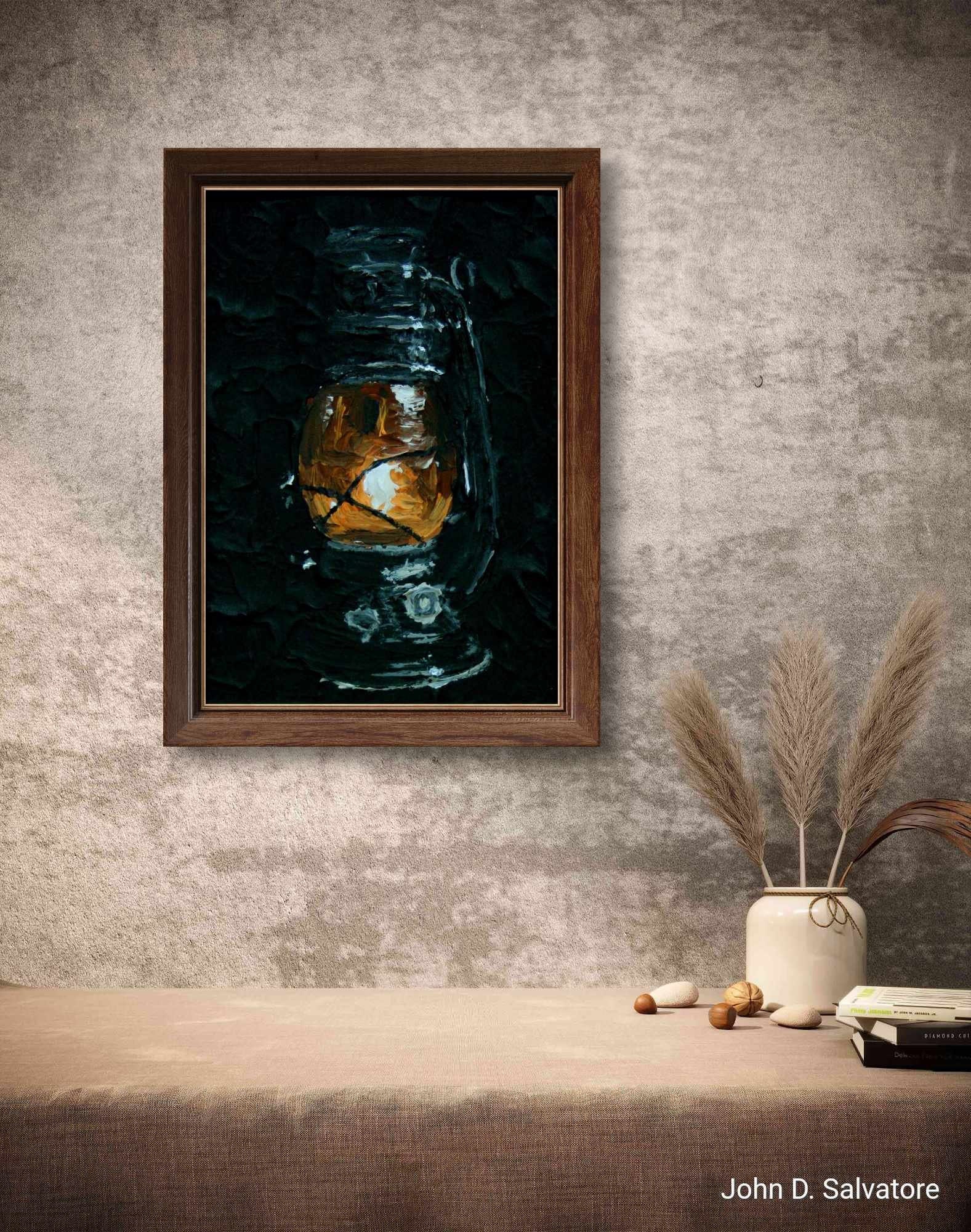 Antique Oil Lamp | Still Life | Brush Abstract Art | Acrylic Night ...