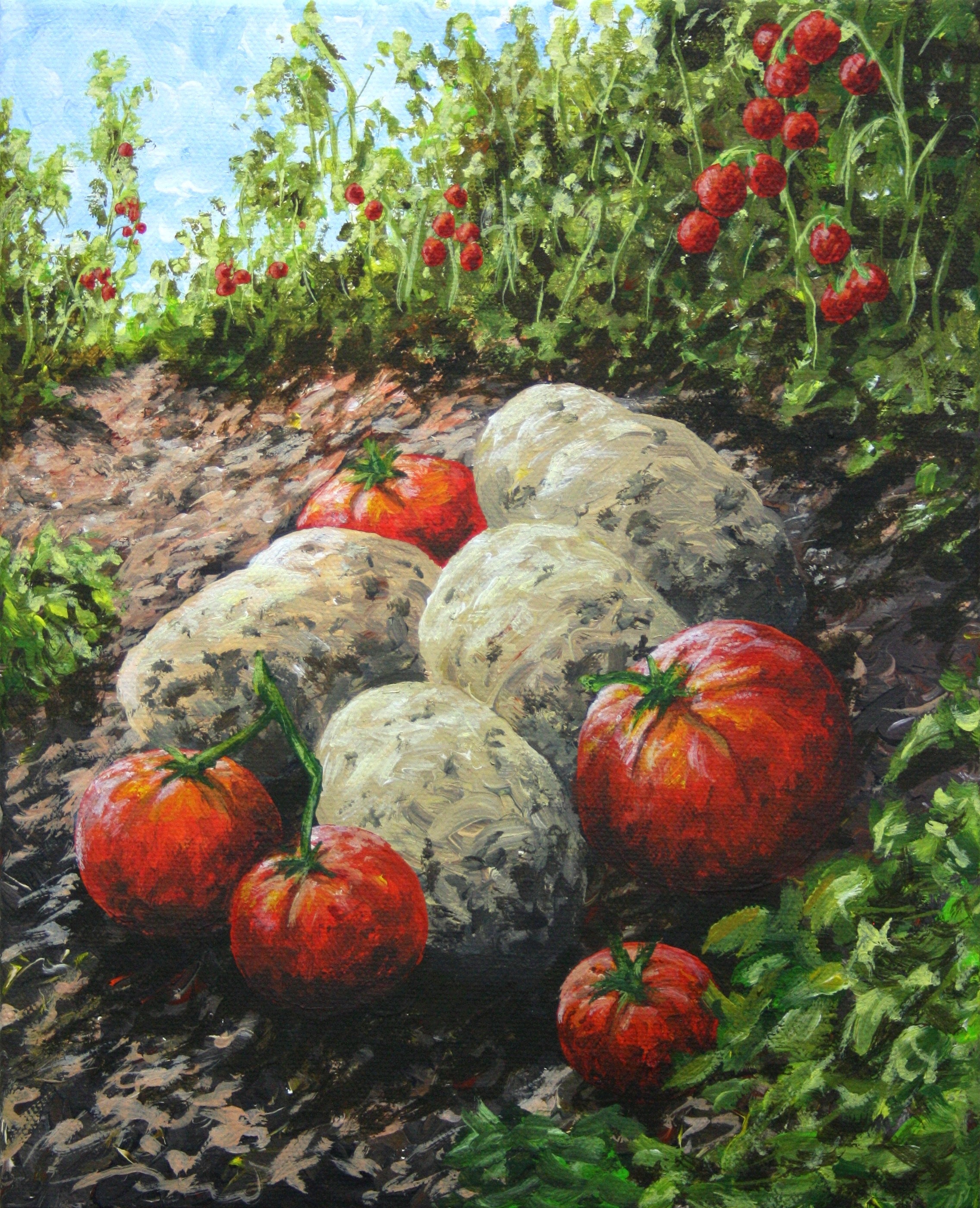 Potato Tomato Plant Painting | Still Life Farm Impressionism | Cottage ...