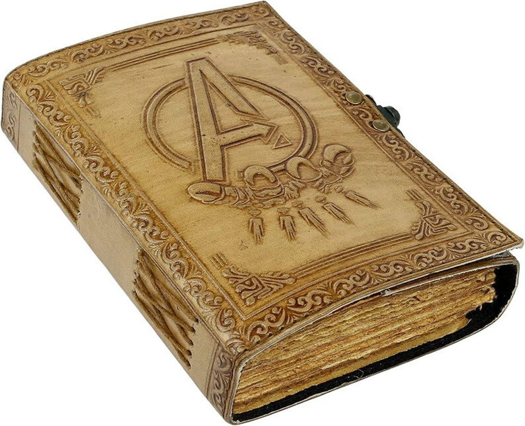 Avengers Marvels Logo Embossed Vintage Leather Journal for Unisex 200 ...