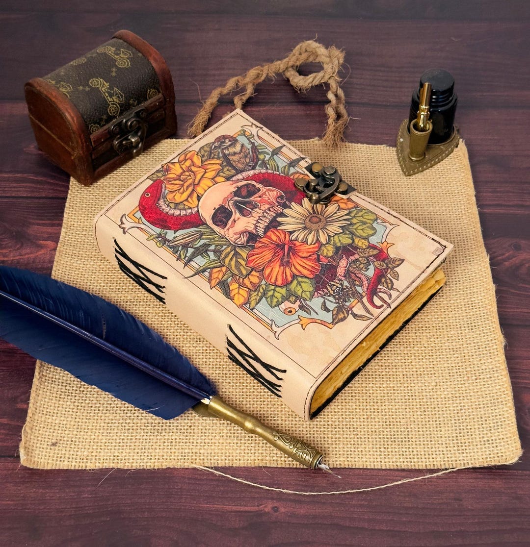 Journal Leather Skull Lover Journal Wiccan Pagan Journal Grimoire Book ...