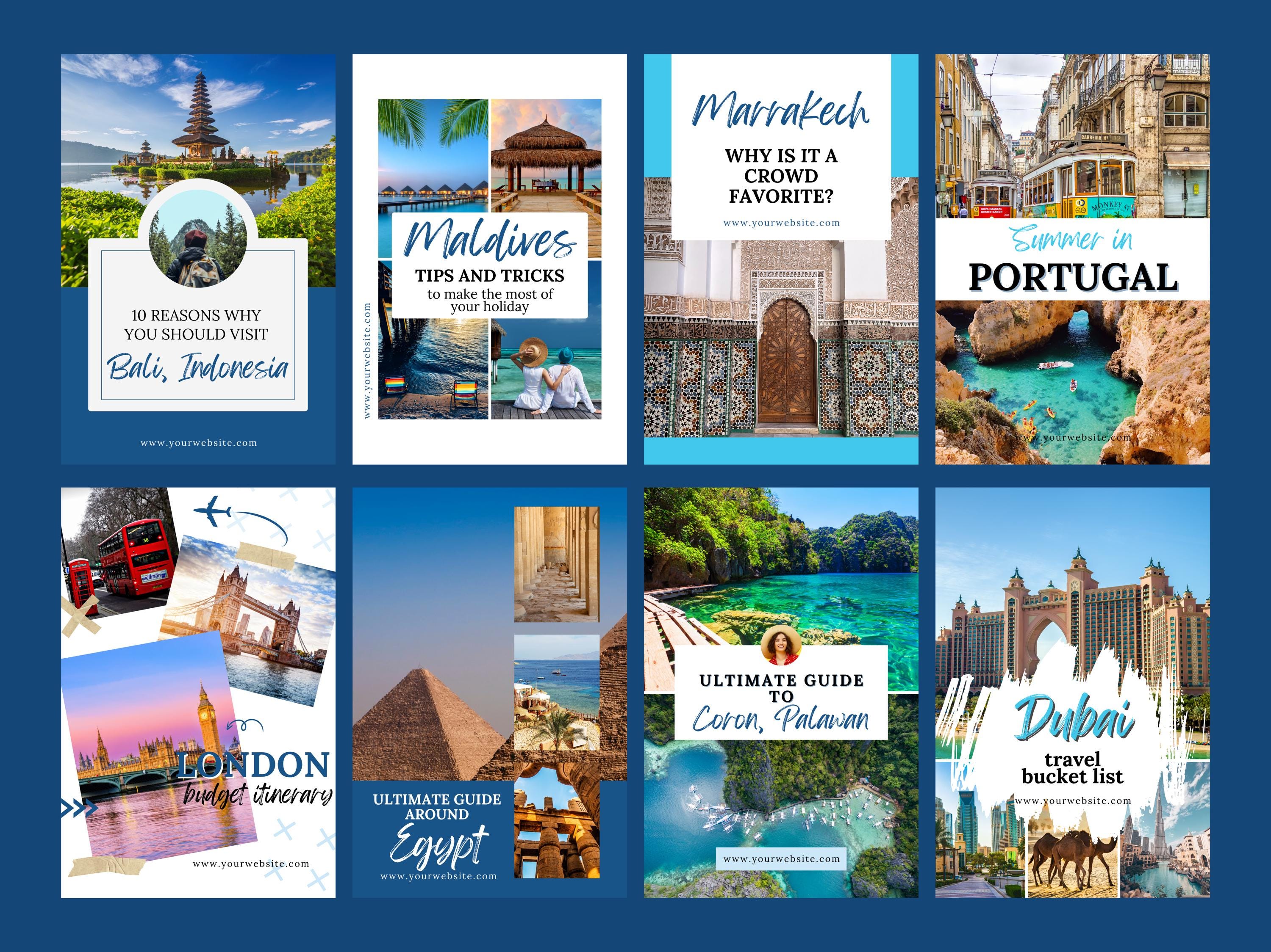 30 Travel Blog Pinterest Pin Templates for Canva (digital Download) - Etsy