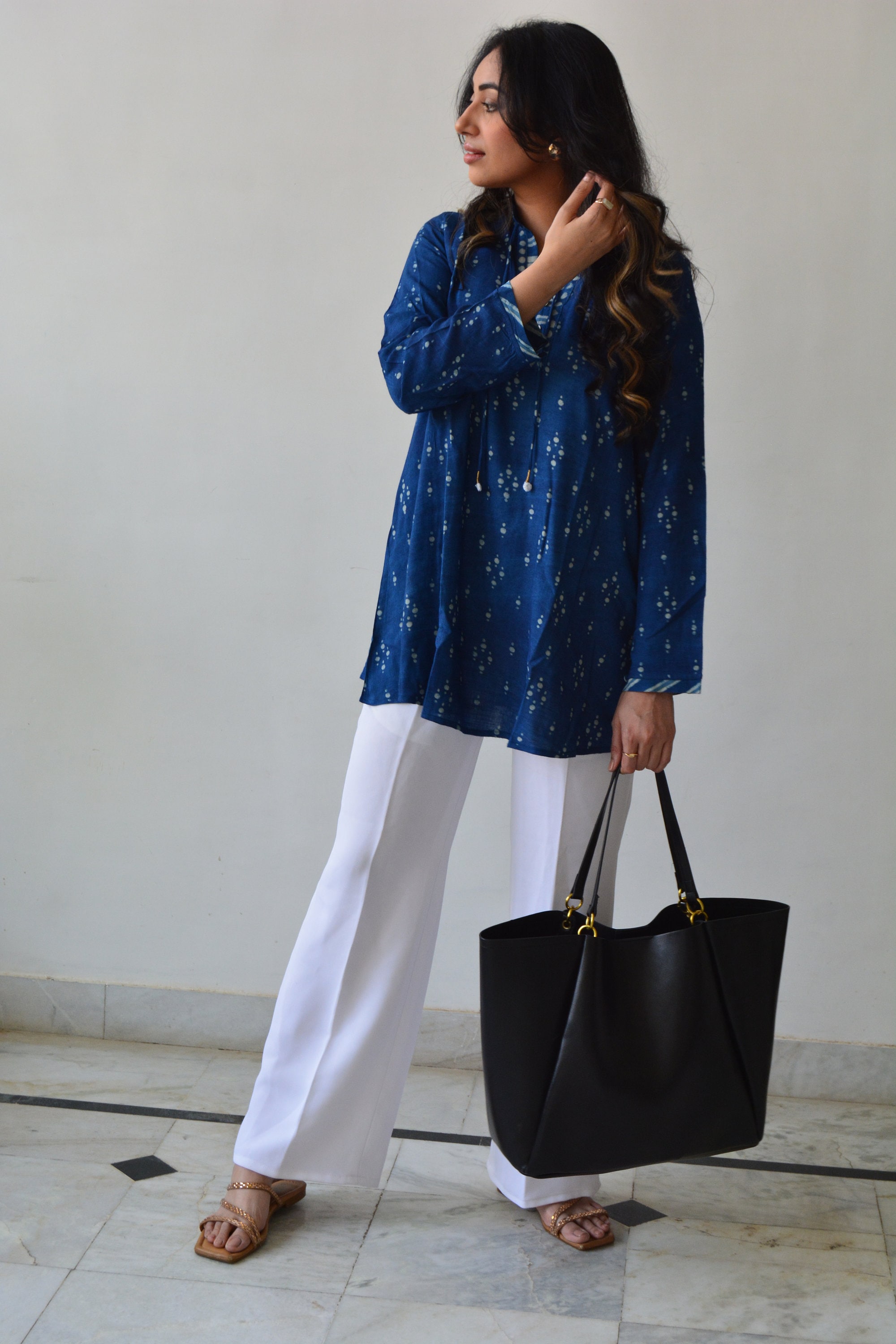 Summer Cotton Modal Hand Block Printed Tunic || Indigo Printed Mud ...