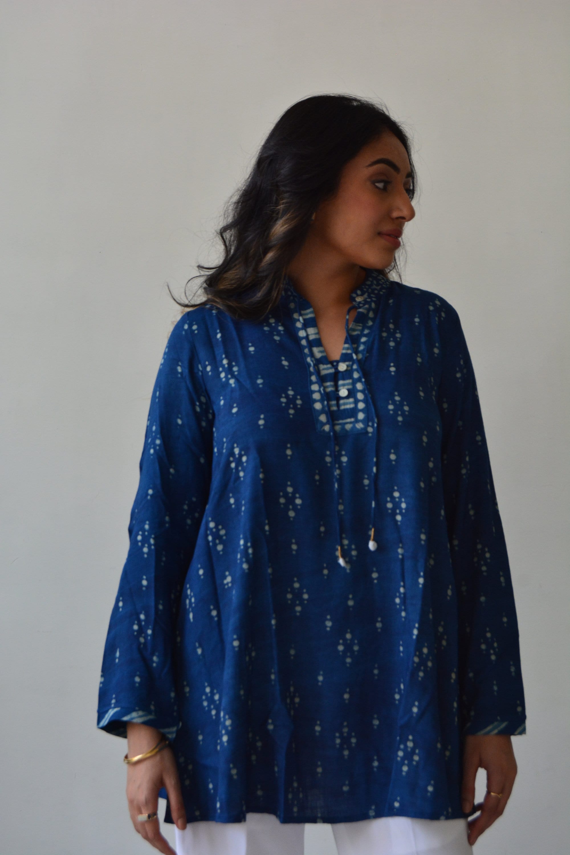Summer Cotton Modal Hand Block Printed Tunic || Indigo Printed Mud ...