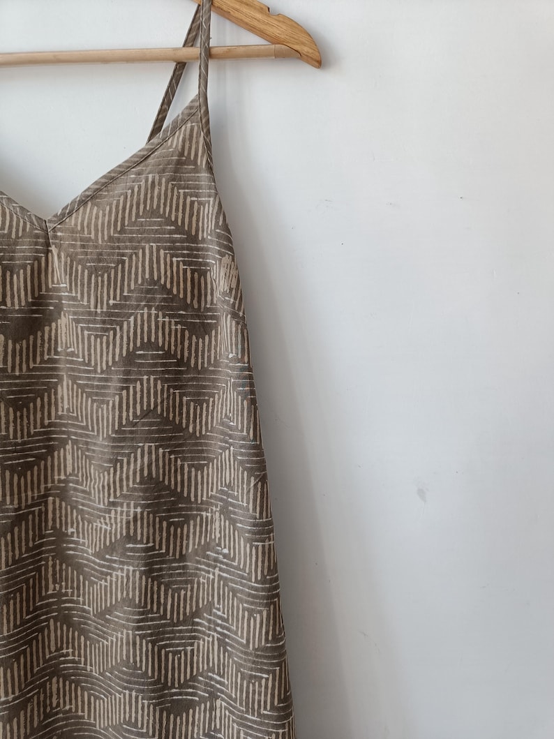 Boho Block Print Cotton Mini Dress: Handmade Strappy Summer Dress - Etsy