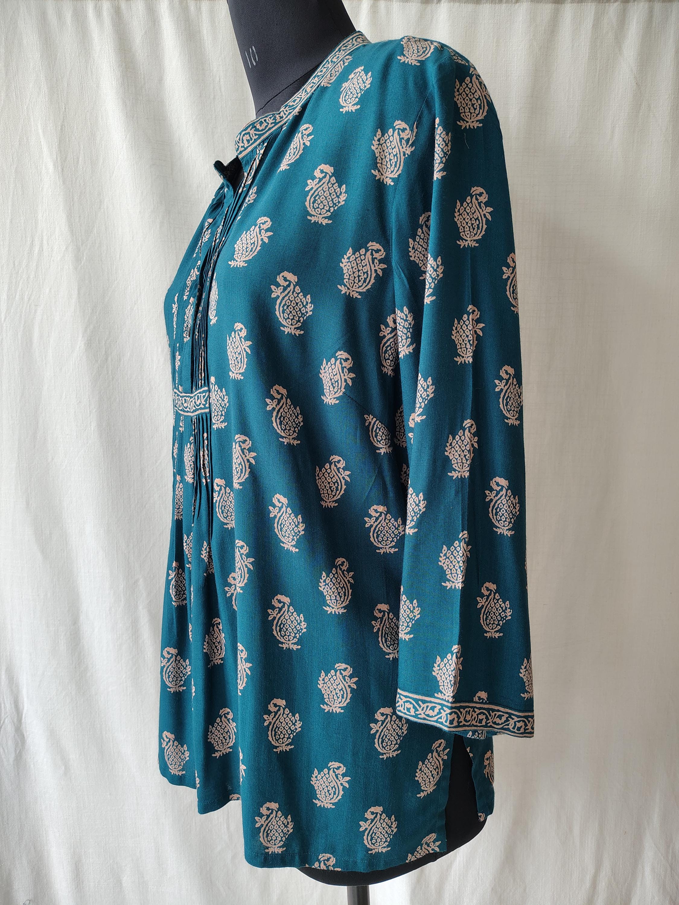 Blue Floral Tunic Top: Ethnic Indian Rayon Blouse - Etsy