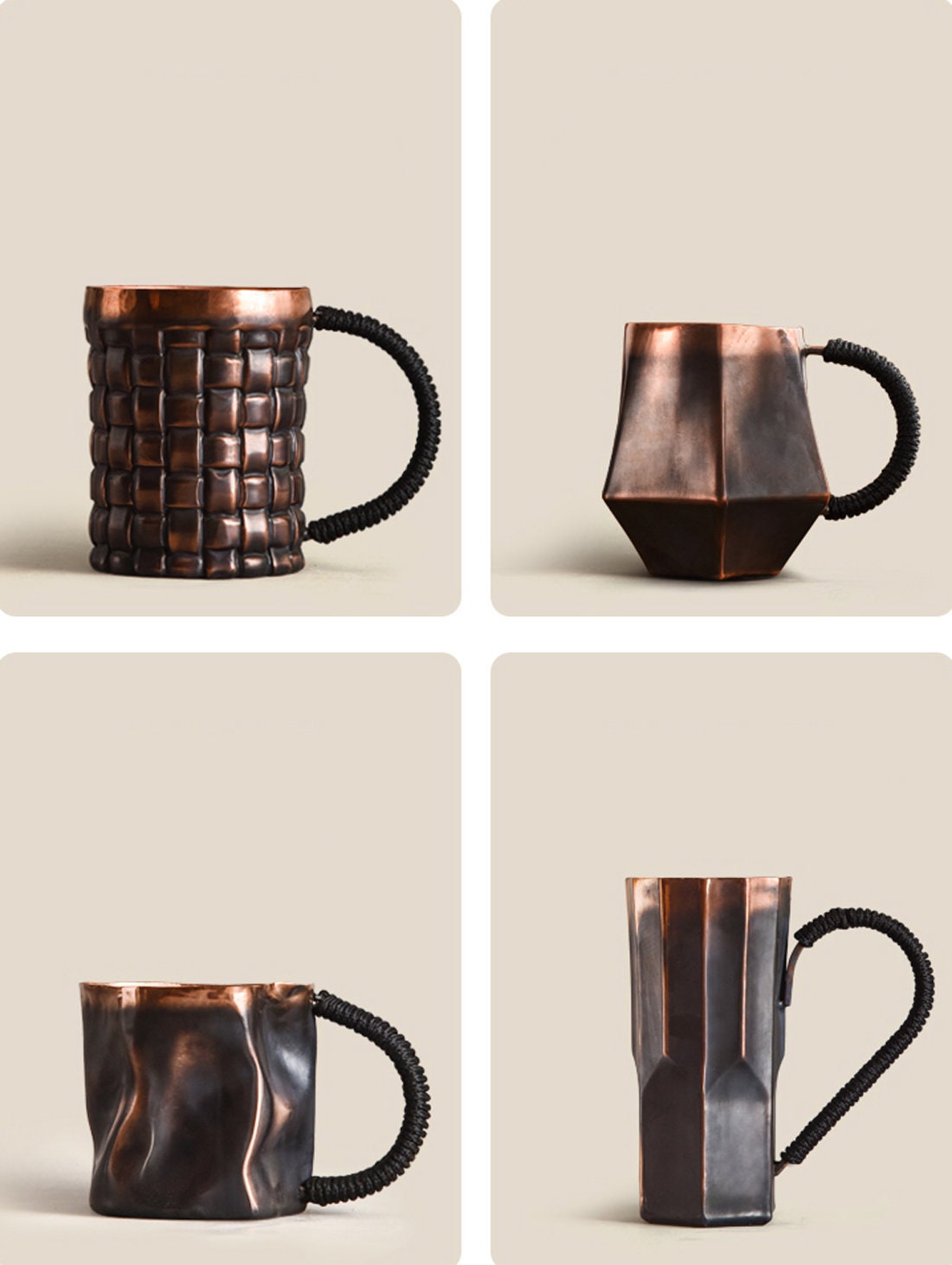 Handmade Hammer Texture Copper Mugs, Large Capacity Hammered Pure ...