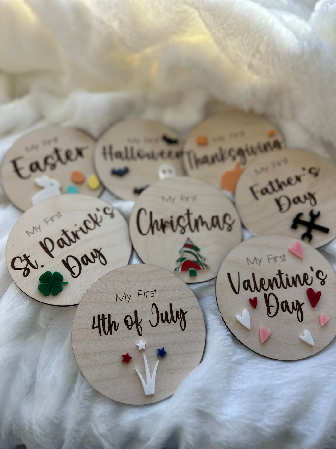 Baby First Holiday Milestone Rounds | Holiday Milestone Sign | Photo ...