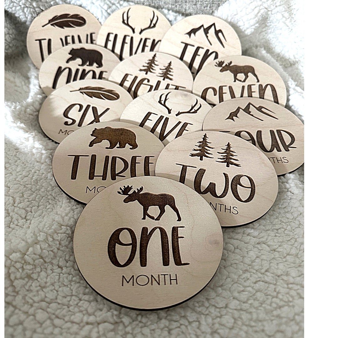 Woodland Milestone Markers, Baby Milestone Woodland Discs Marker, Wood ...