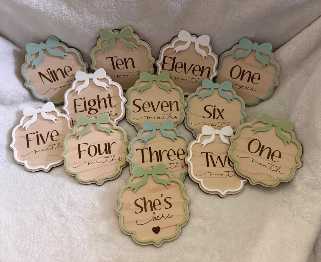 Vintage Bow Milestones | Girl Milestones | Baby Shower Gift | Baby Girl ...