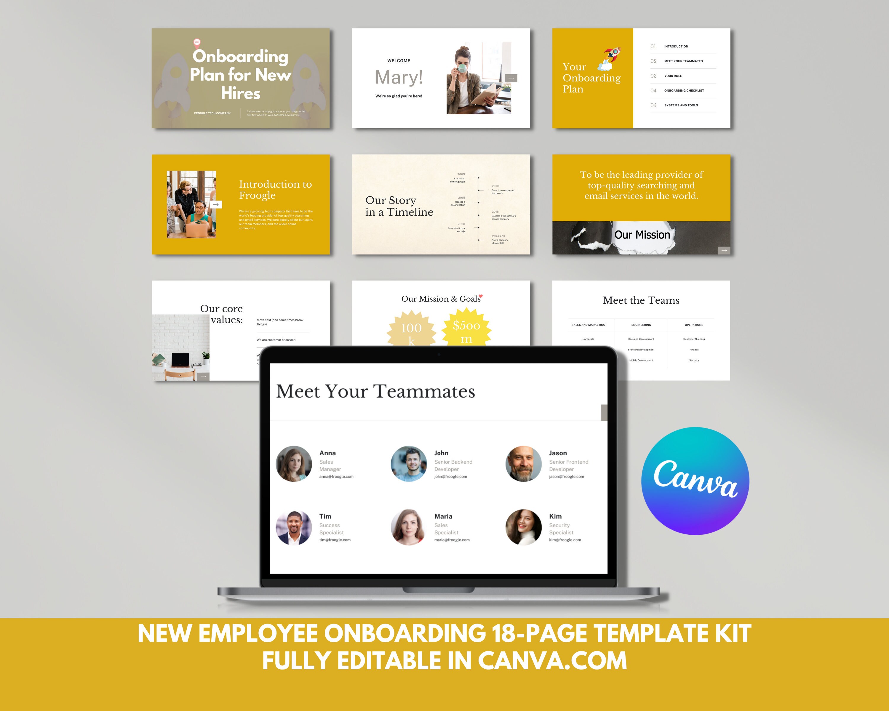 Employee Welcome Package Hire Kit Onboarding Canva Template Editable Handbook Guide Kit Business ...