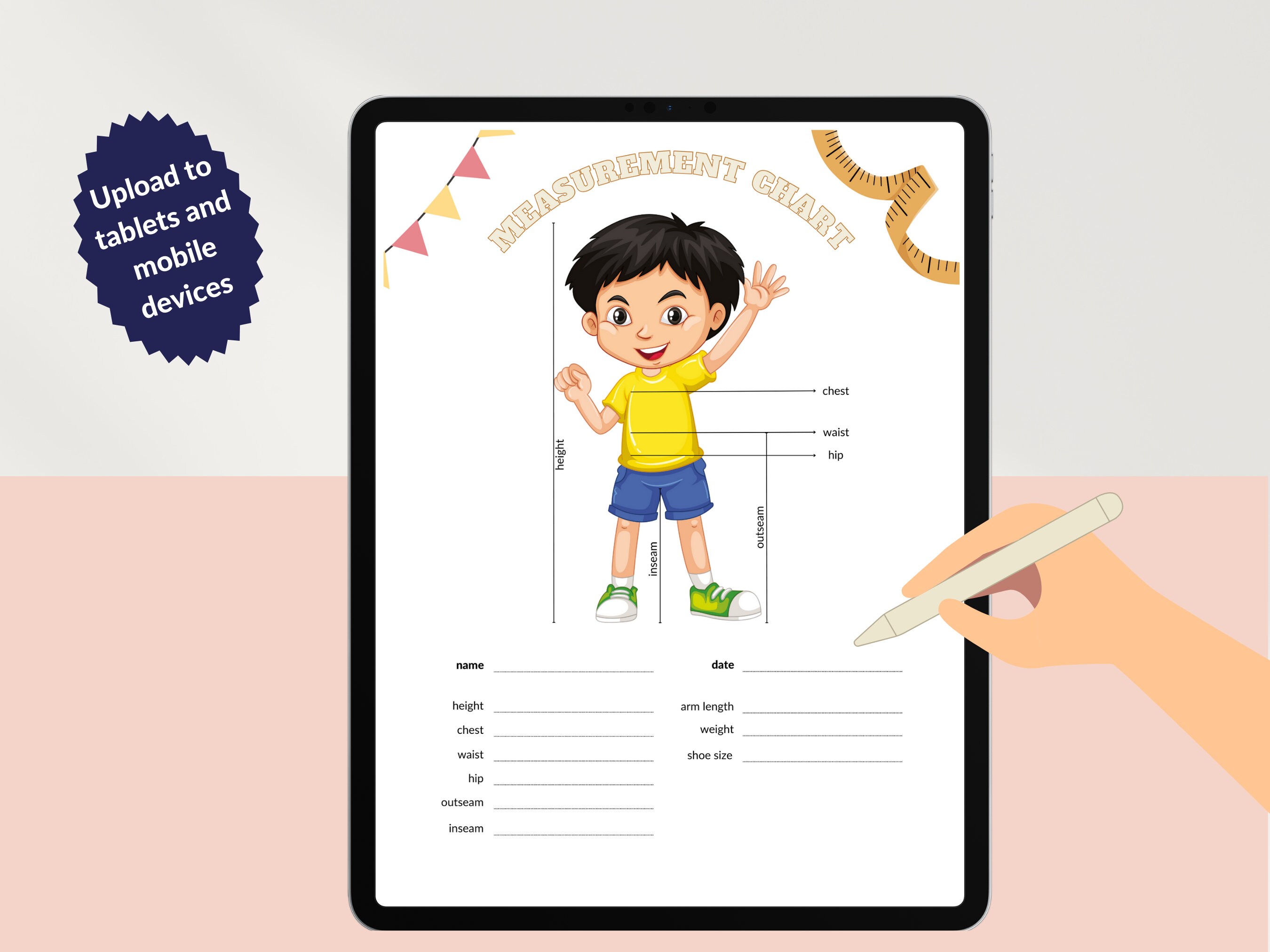 Body Measurement Chart Sheet Kids Body Measurement Chart Boy - Etsy ...