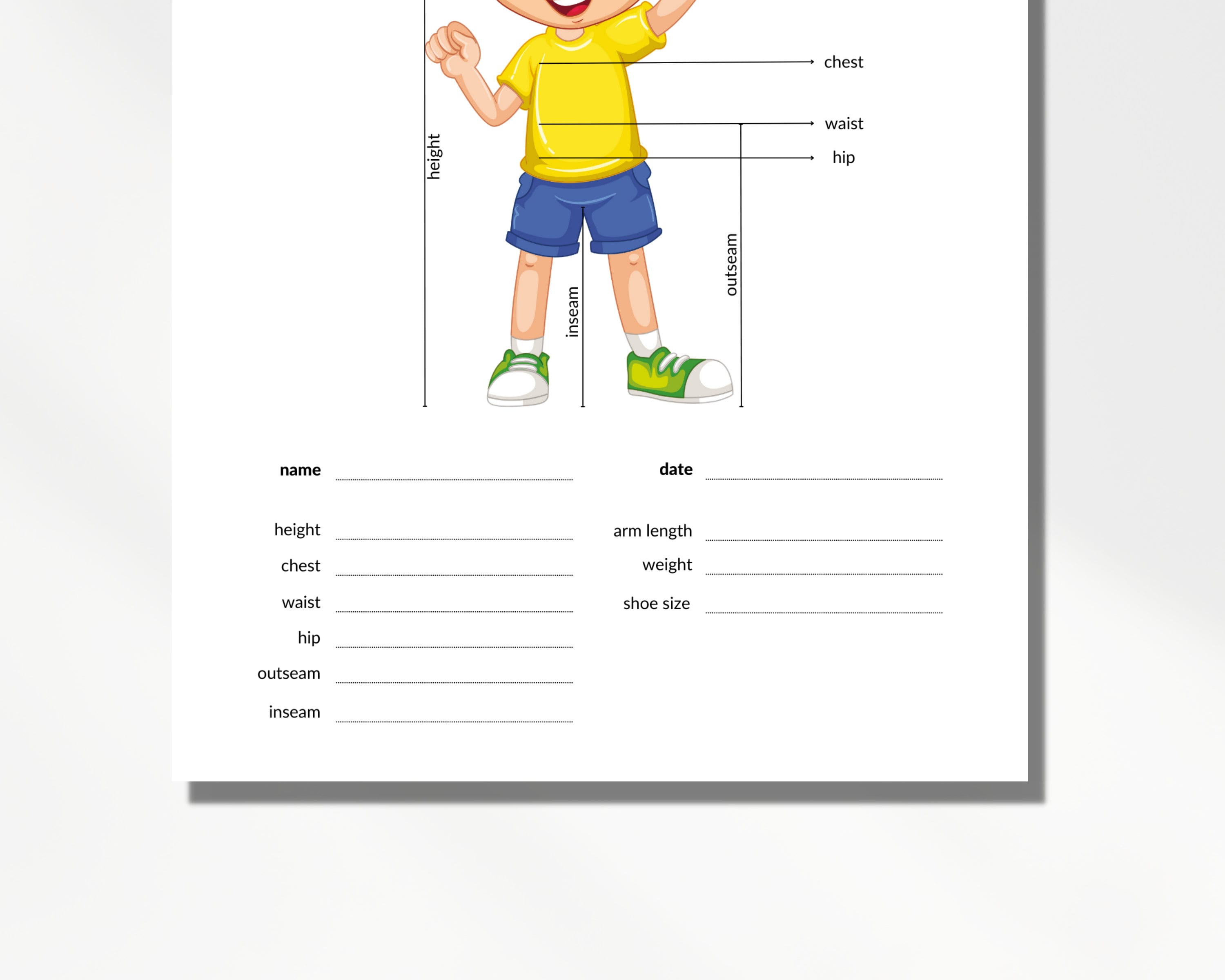 Body Measurement Chart Sheet Kids Body Measurement Chart Boy Sewing ...