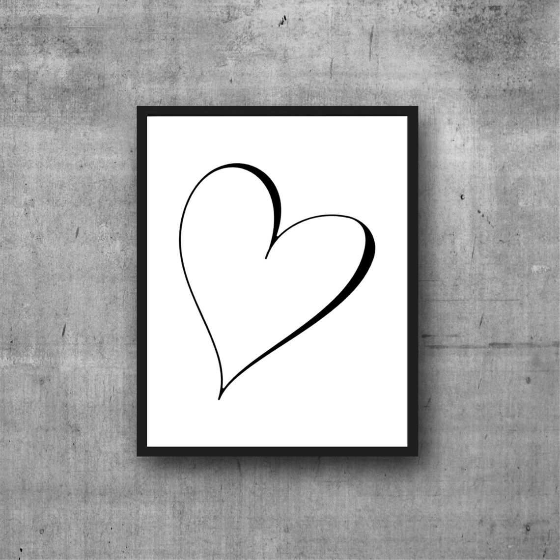 Instant Digital Download Black Heart Art Print - Digital Abstract Heart ...
