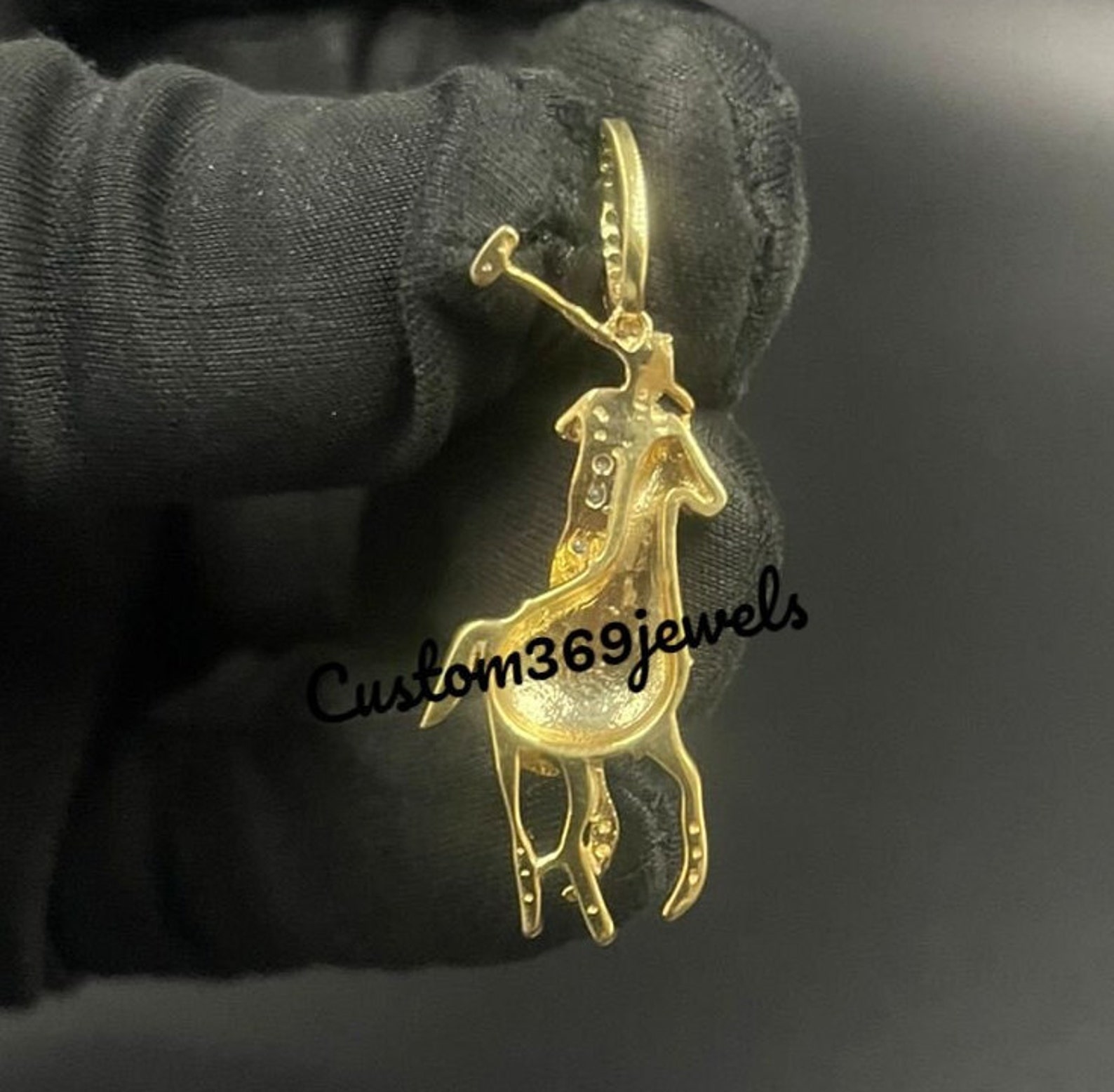 Small Polo Horse Pendant / Unique Pendant / Two Tone Plated Silver ...