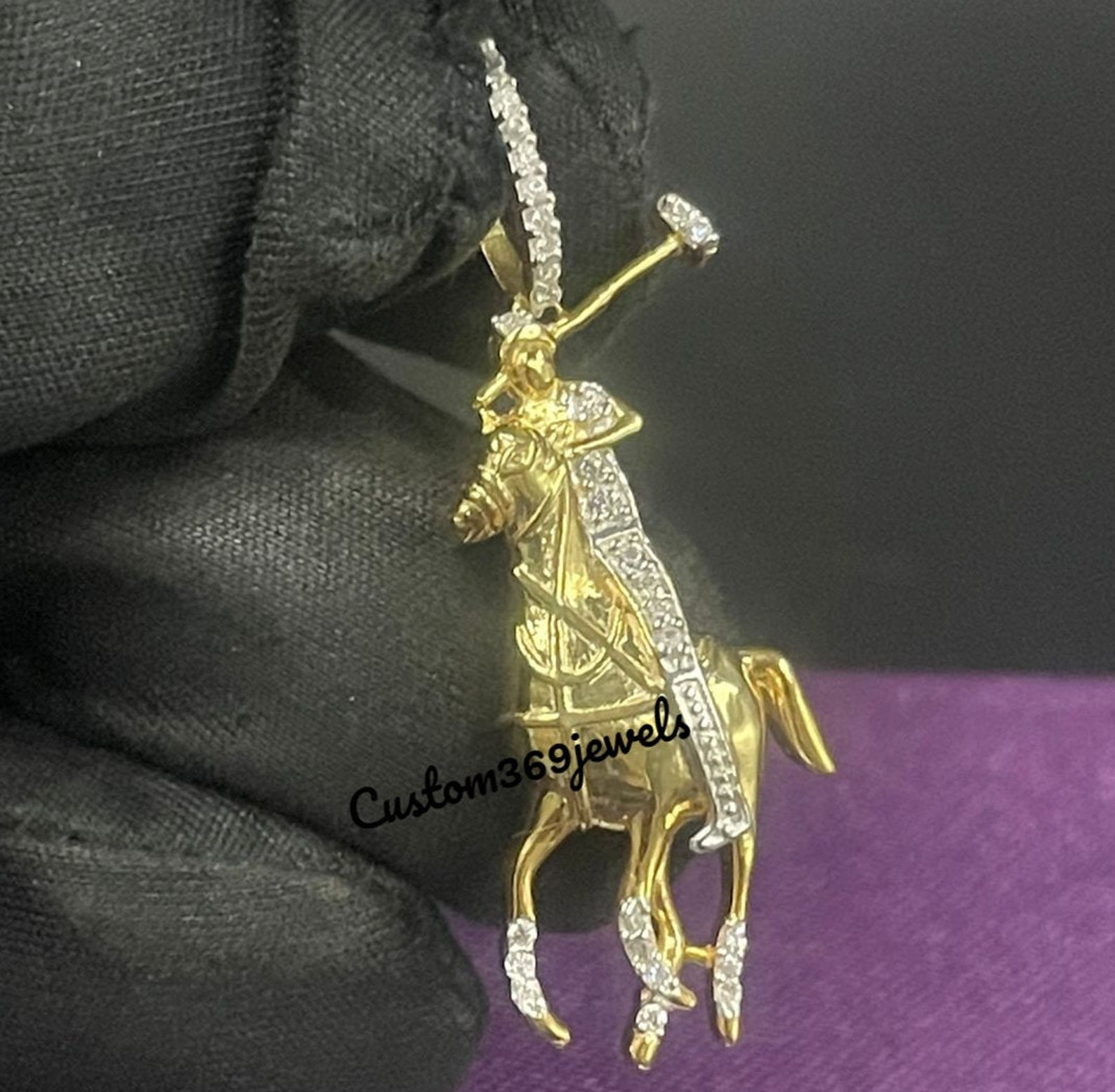 Small Polo Horse Pendant / Unique Pendant / Two Tone Plated Silver ...