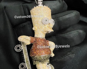 Blue & White Diamond Toon Pendant Iced Out Character Charm - Etsy