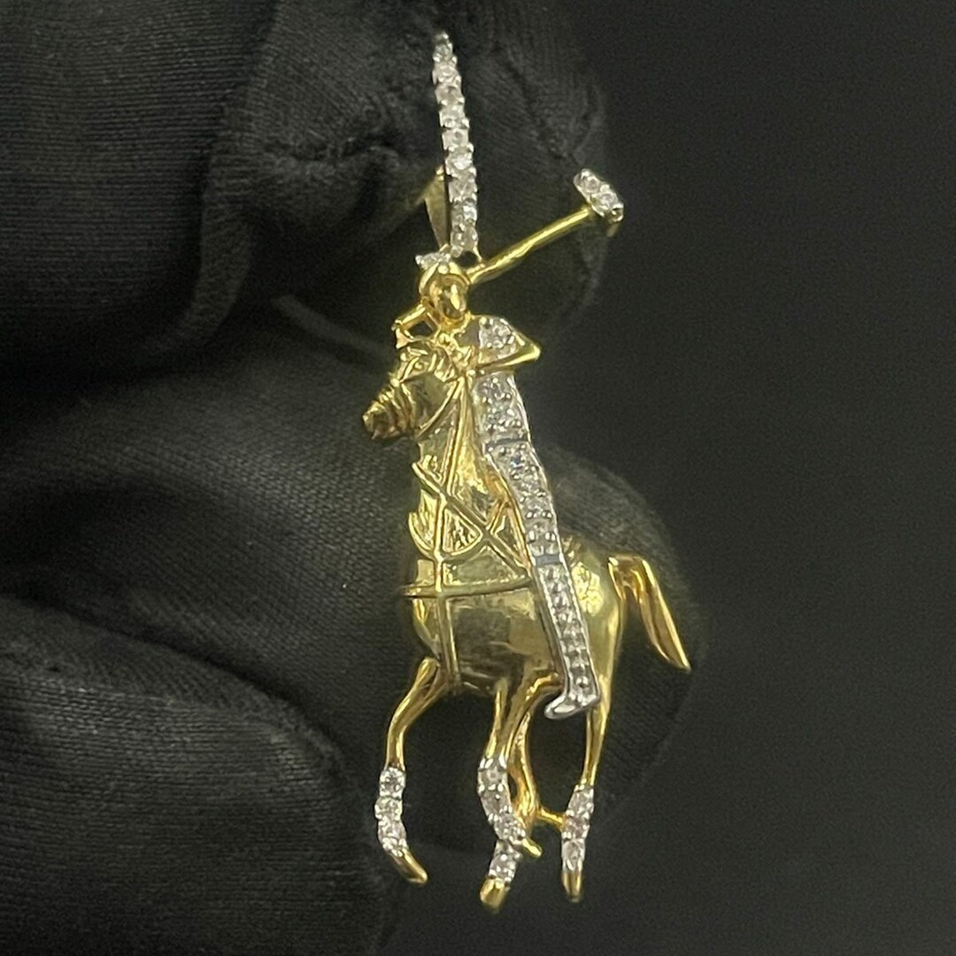 Small Polo Horse Pendant / Unique Pendant / Two Tone Plated Silver ...