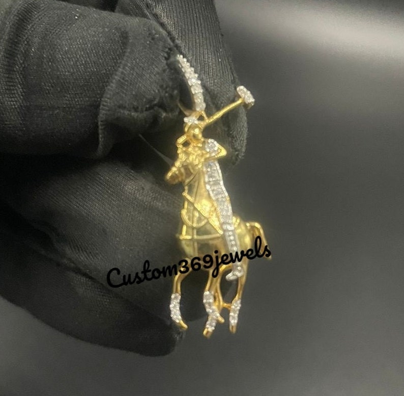 Small Polo Horse Pendant / Unique Pendant / Two Tone Plated Silver ...