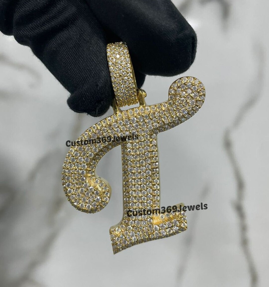 Customized Any Letter Iced Out Pendant, Any A to Z Letter Charm, Rapper ...