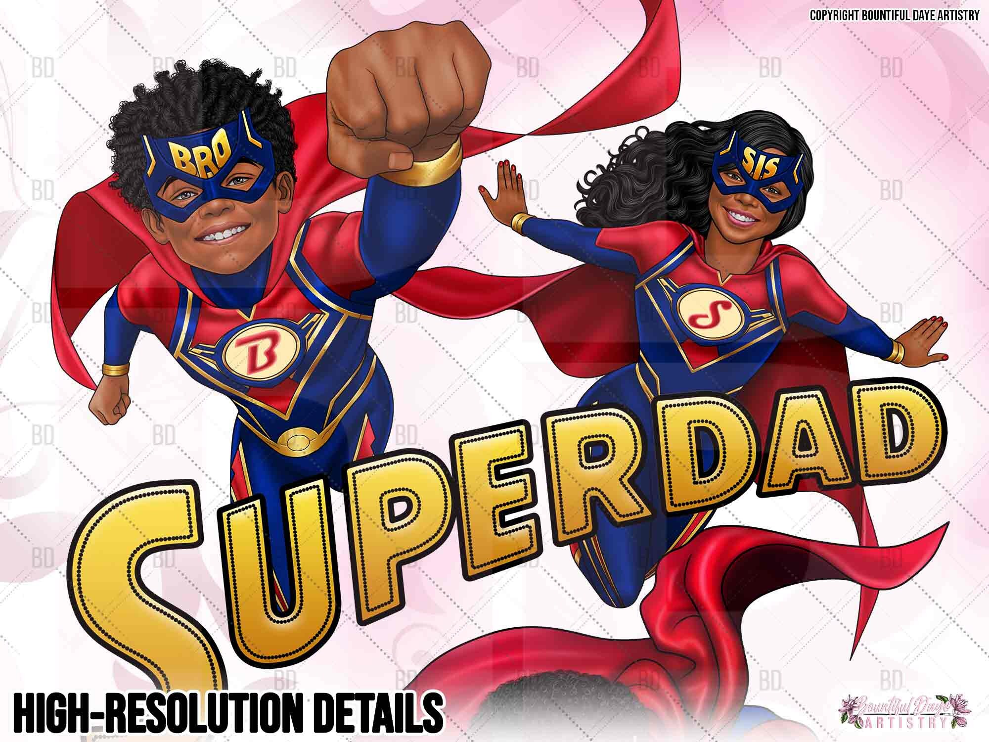 Super Dad Superhero Father's Day Clipart Father Son - Etsy